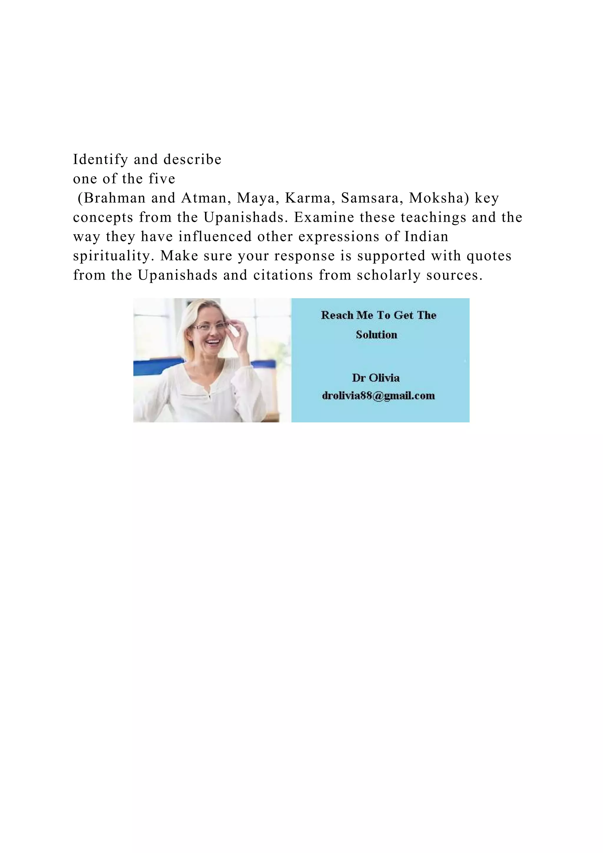 Identify and describe one of the five (Brahman and Atman, | DOCX