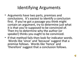 Identify and Reconstruct Arguments | PPT