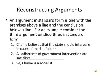 Identify and Reconstruct Arguments