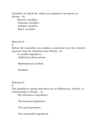 Identify each of the following as examples of nominal, ordinal, inte.docx