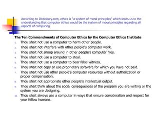 Identify ethical use of computers | PPT