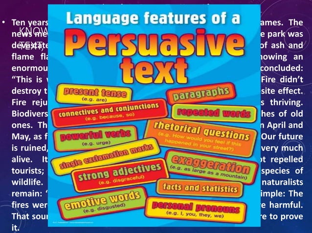 Identify features of persuasive texts | PPTX | Parks | Attractions