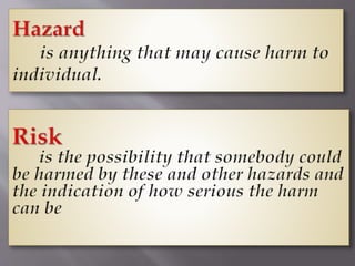 IDENTIFY HAZARDS AND RISKS.pptx | Injuries | Diseases and Conditions