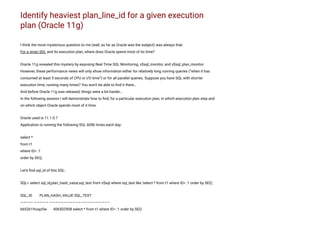 Identify heaviest plan_line_id for a given execution plan (Oracl.pdf