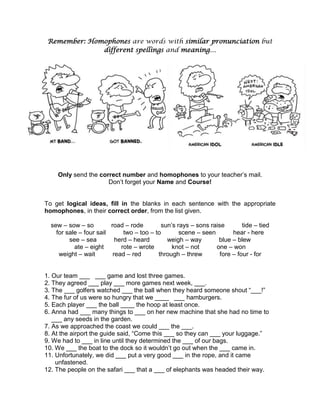 Identify homophones | PDF