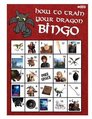 How to Train Your Dragon - BINGO Cards (full page) | PDF