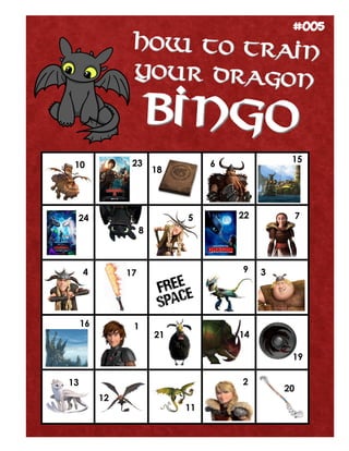How to Train Your Dragon - BINGO Cards (full page) | PDF