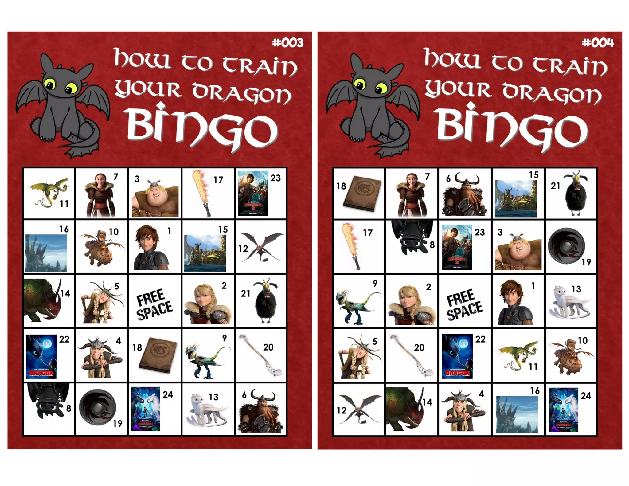 How to Train Your Dragon - BINGO Complete Set, Half Page | PDF