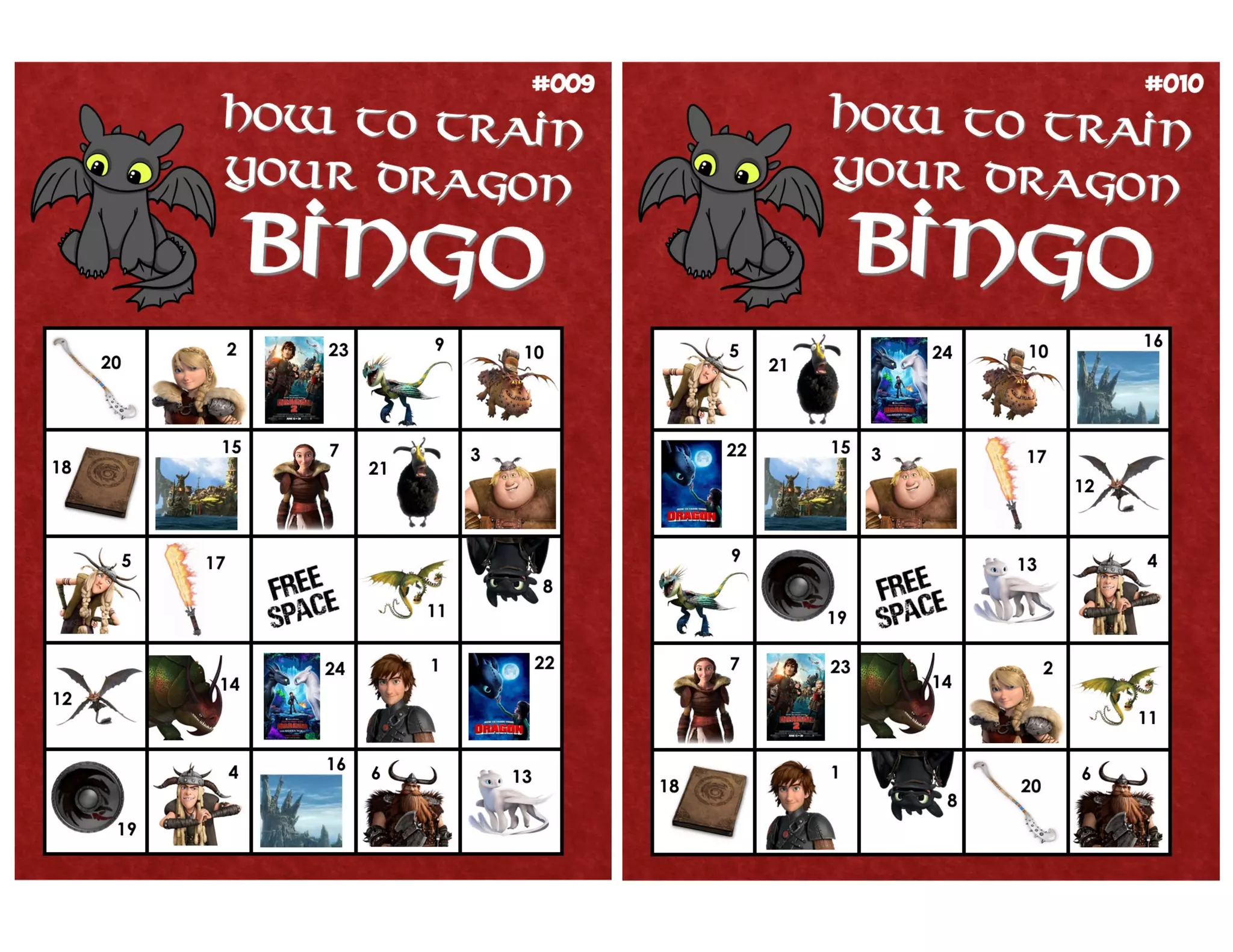 How to Train Your Dragon - BINGO Complete Set, Half Page | PDF