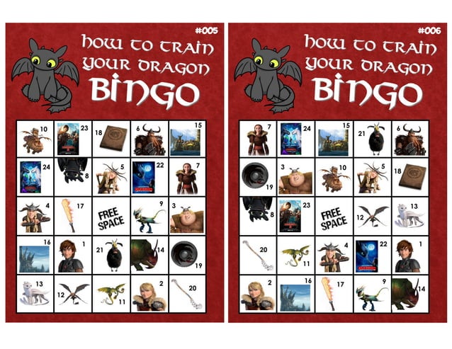 How to Train Your Dragon - BINGO Complete Set, Half Page | PPT