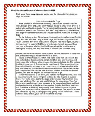 Identifying Literary Elements Worksheets | PDF