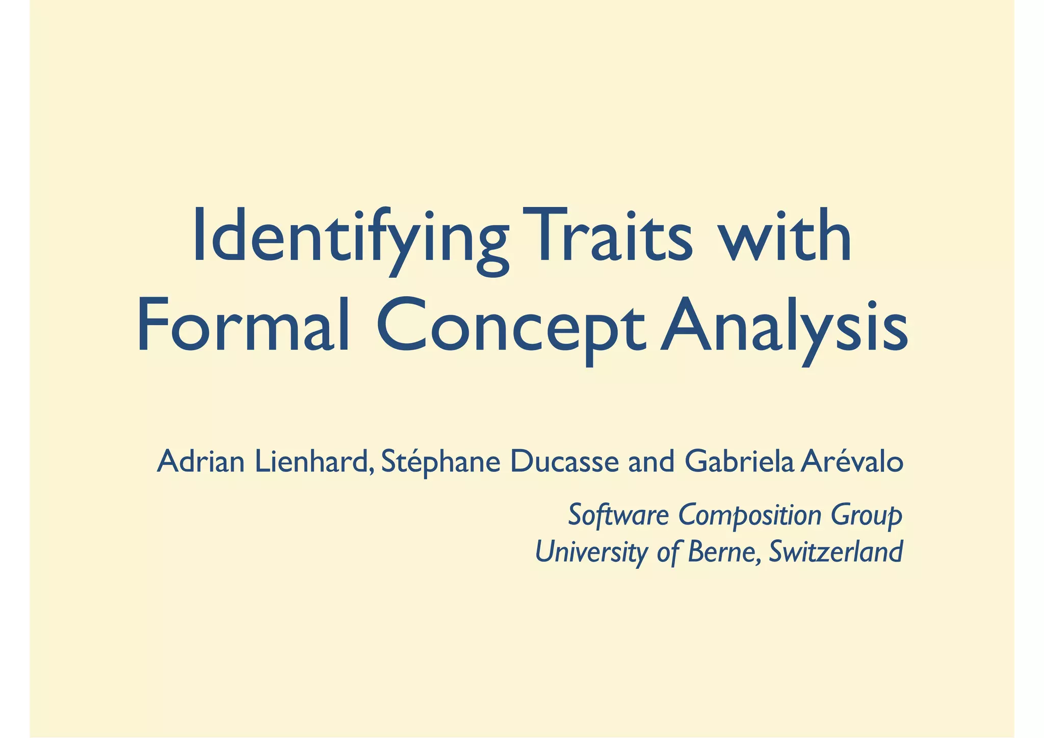 Identifying Traits with Formal Concept Analysis | PPT