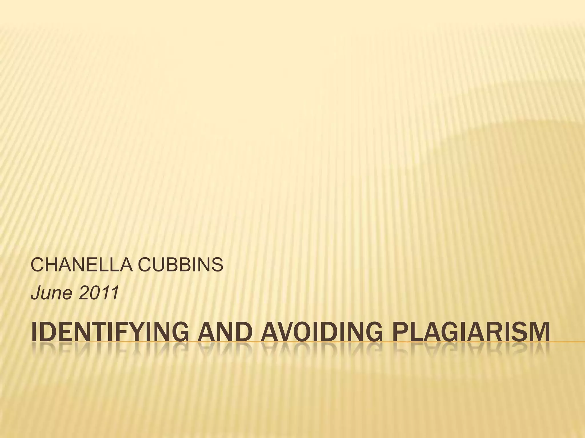 Identifying and avoiding plagiarism | PPTX
