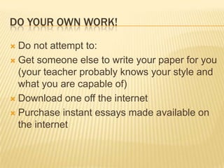 Identifying and avoiding plagiarism | PPTX