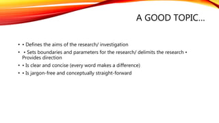 Identifying and defining a research problem | PPTX