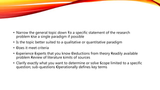 Identifying and defining a research problem | PPTX