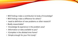 Identifying and defining a research problem | PPTX