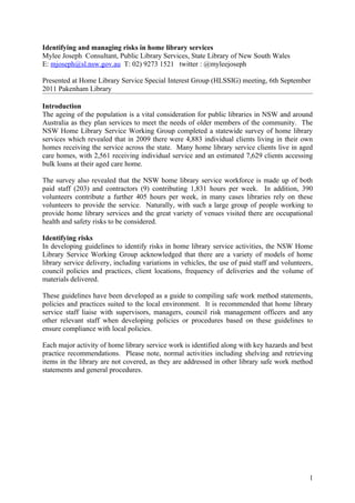 Identifying and managing risks in home library services | DOC