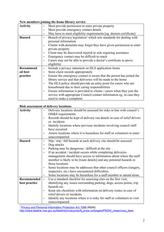 Identifying and managing risks in home library services | DOC