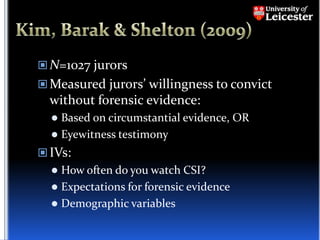 Identifying And Measuring Juror Bias About Forensic Science Evidence | PPTX