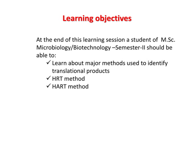 Identifying and studying the translational product | PPTX | Biotech and ...