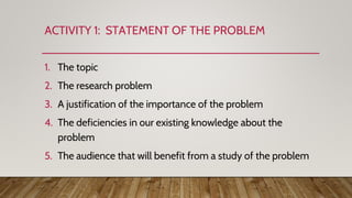 Identifying a research problem.week 2 | PPTX | Educational Assessment ...