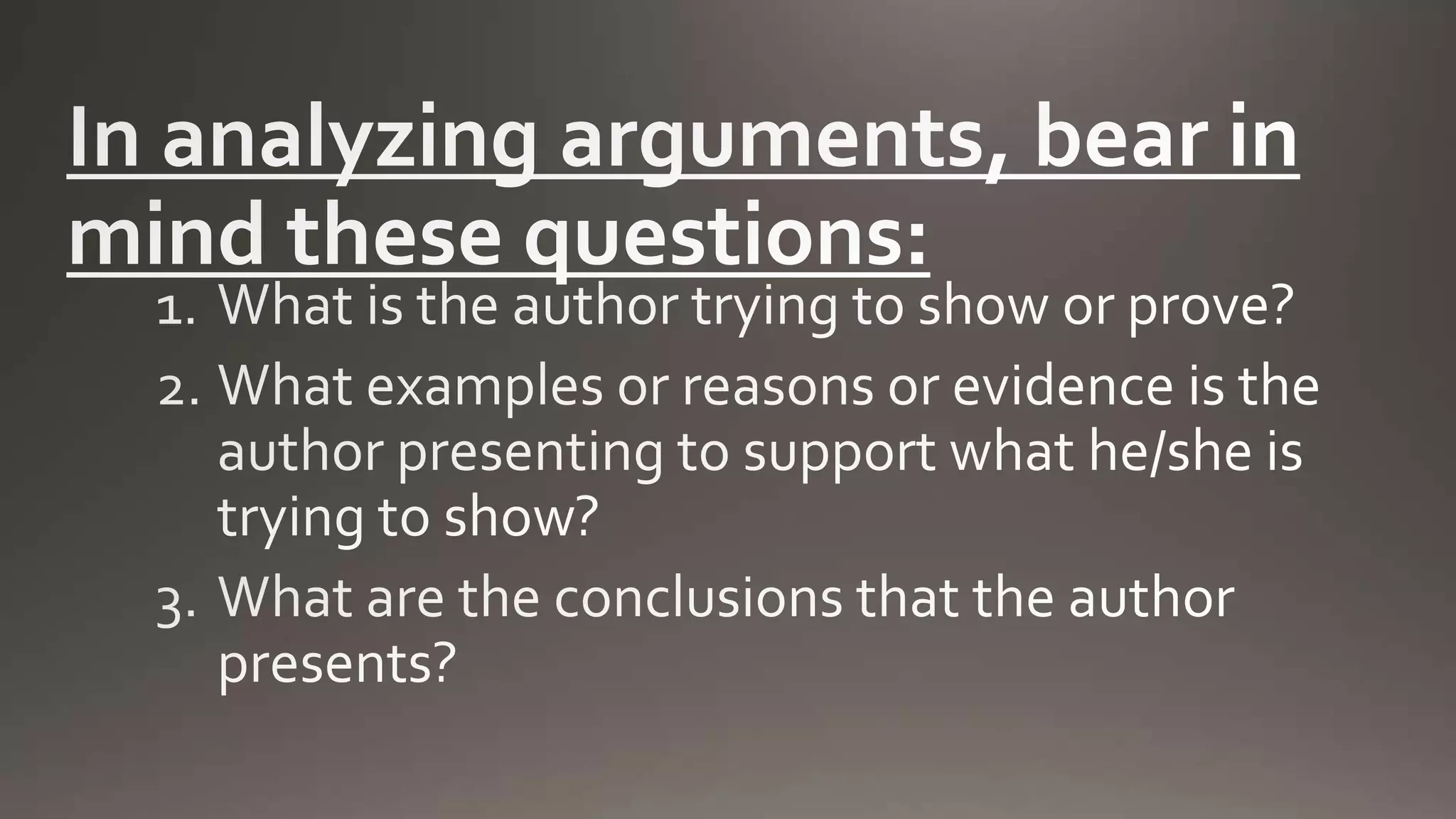 Identifying arguments | PPTX