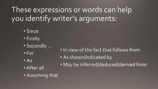 Identifying arguments | PPTX