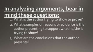 Identifying arguments | PPTX