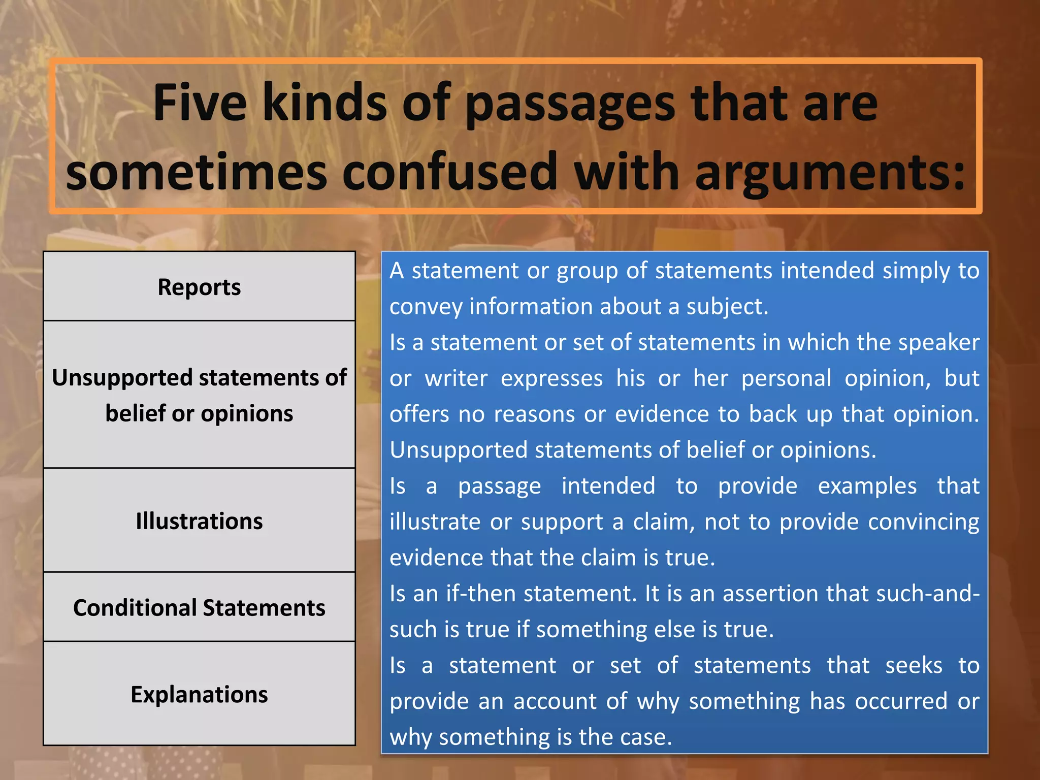 Identifying arguments | PPTX