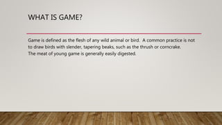 Identifying a variety of poultry and game | PPTX