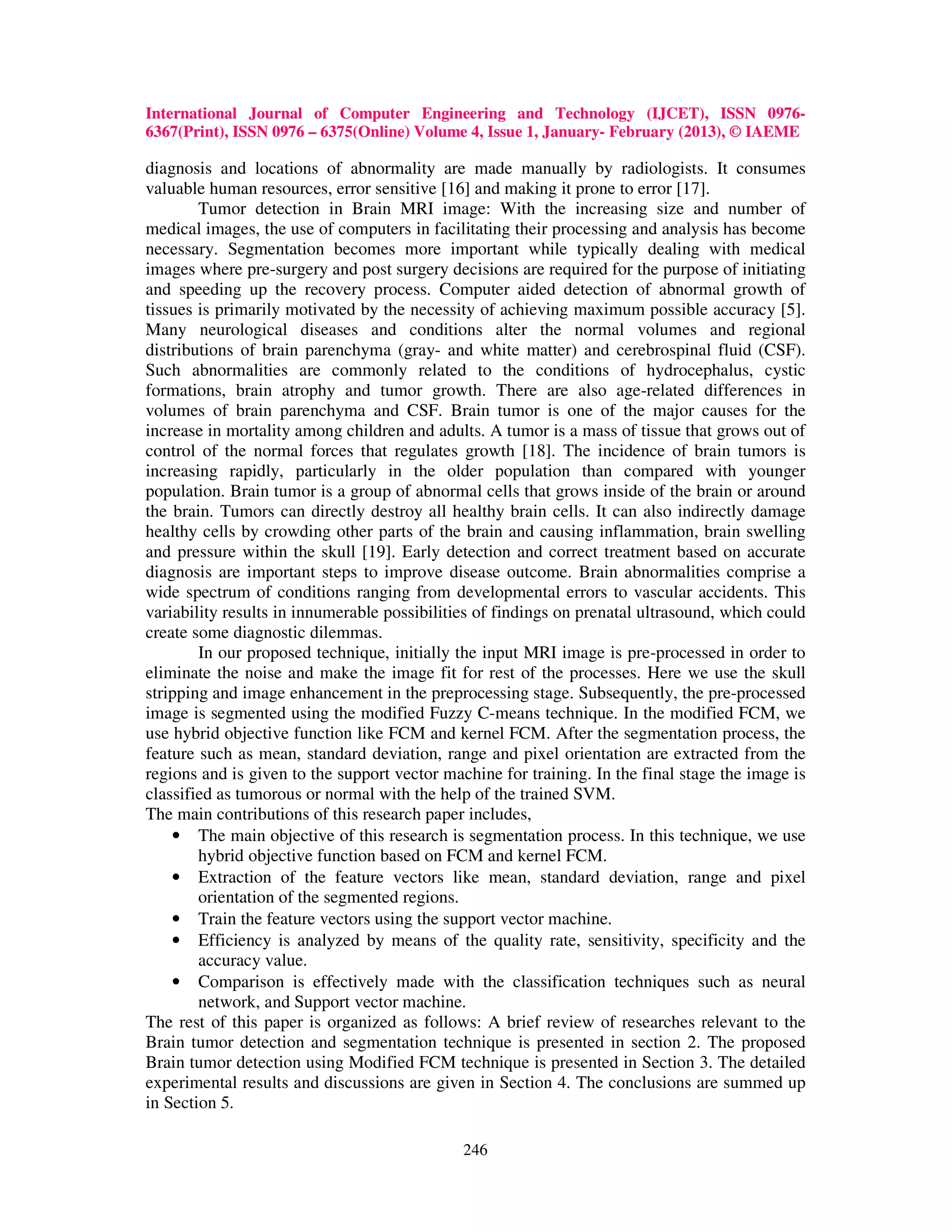 Identifying brain tumour from mri image using modified fcm and support ...