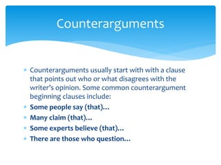 Identifying counterarguments and refutations | PPTX