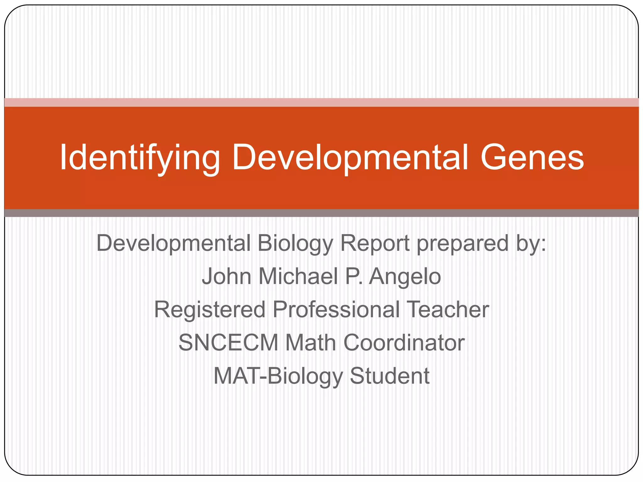 Identifying developmental genes dev't biology | PPTX