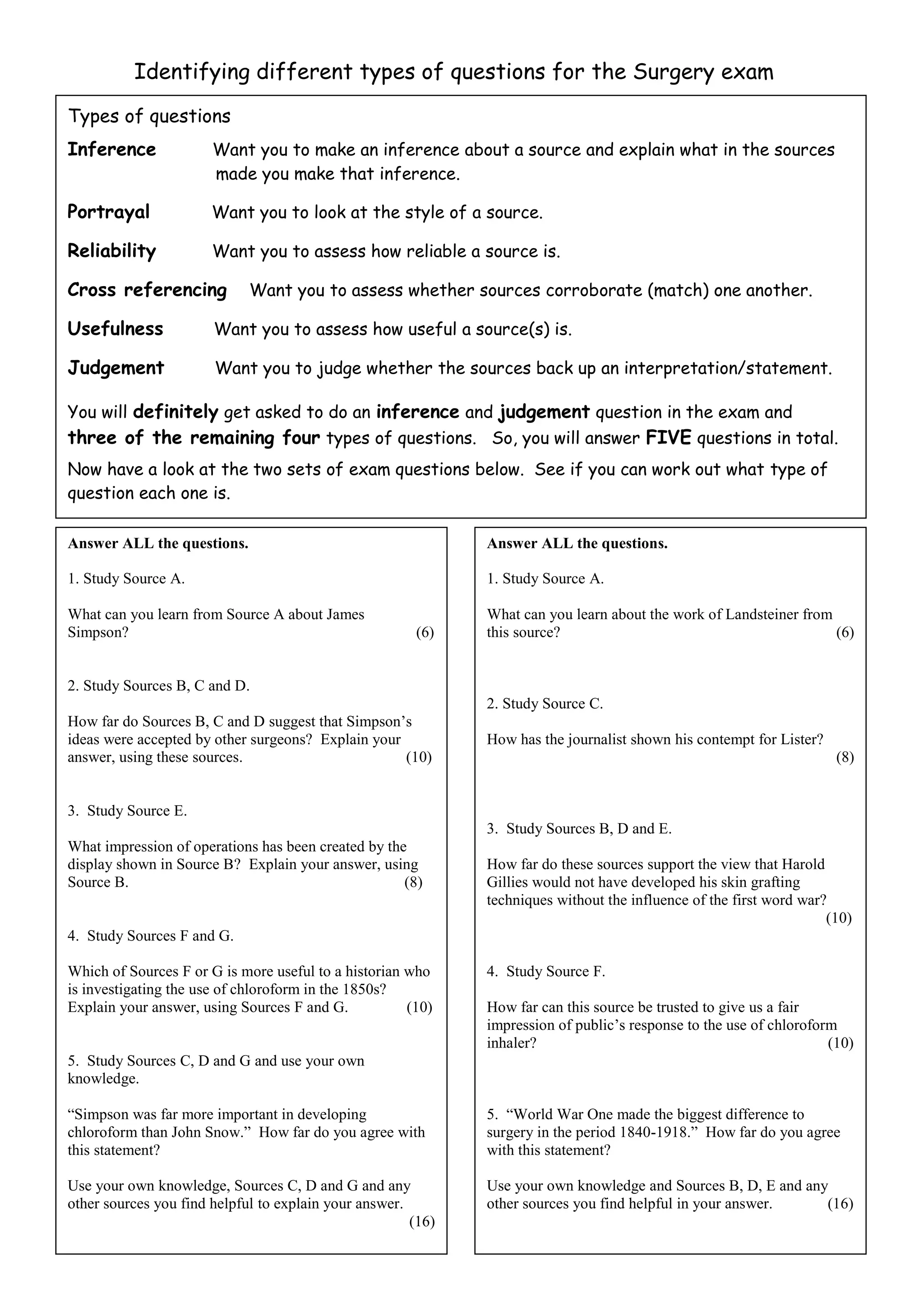Identifying different surgery questions | DOC
