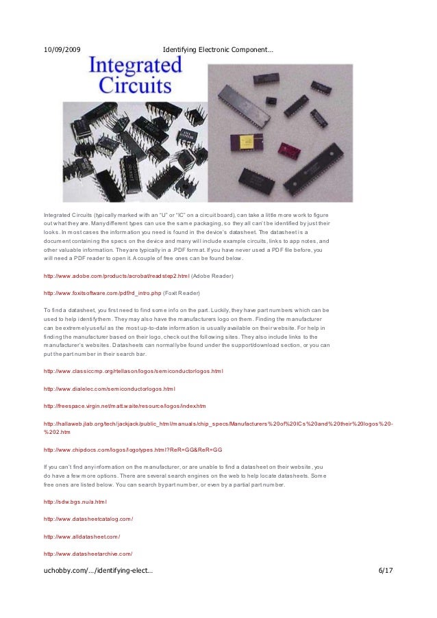 Identifying electronic components u c hobby