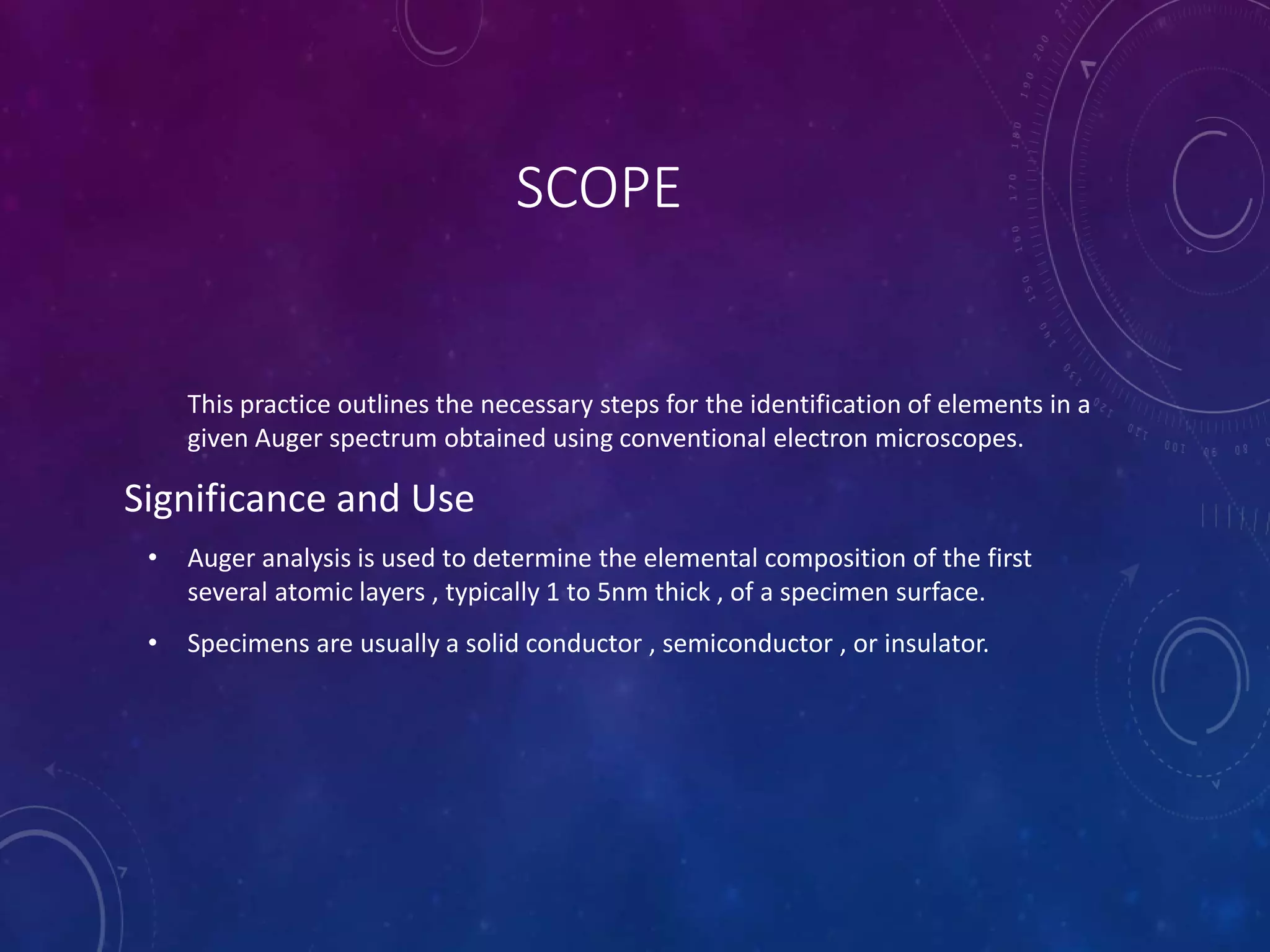 Identifying elements by the peaks in auger electron spectroscopy | PPTX