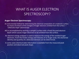 Identifying elements by the peaks in auger electron spectroscopy | PPTX