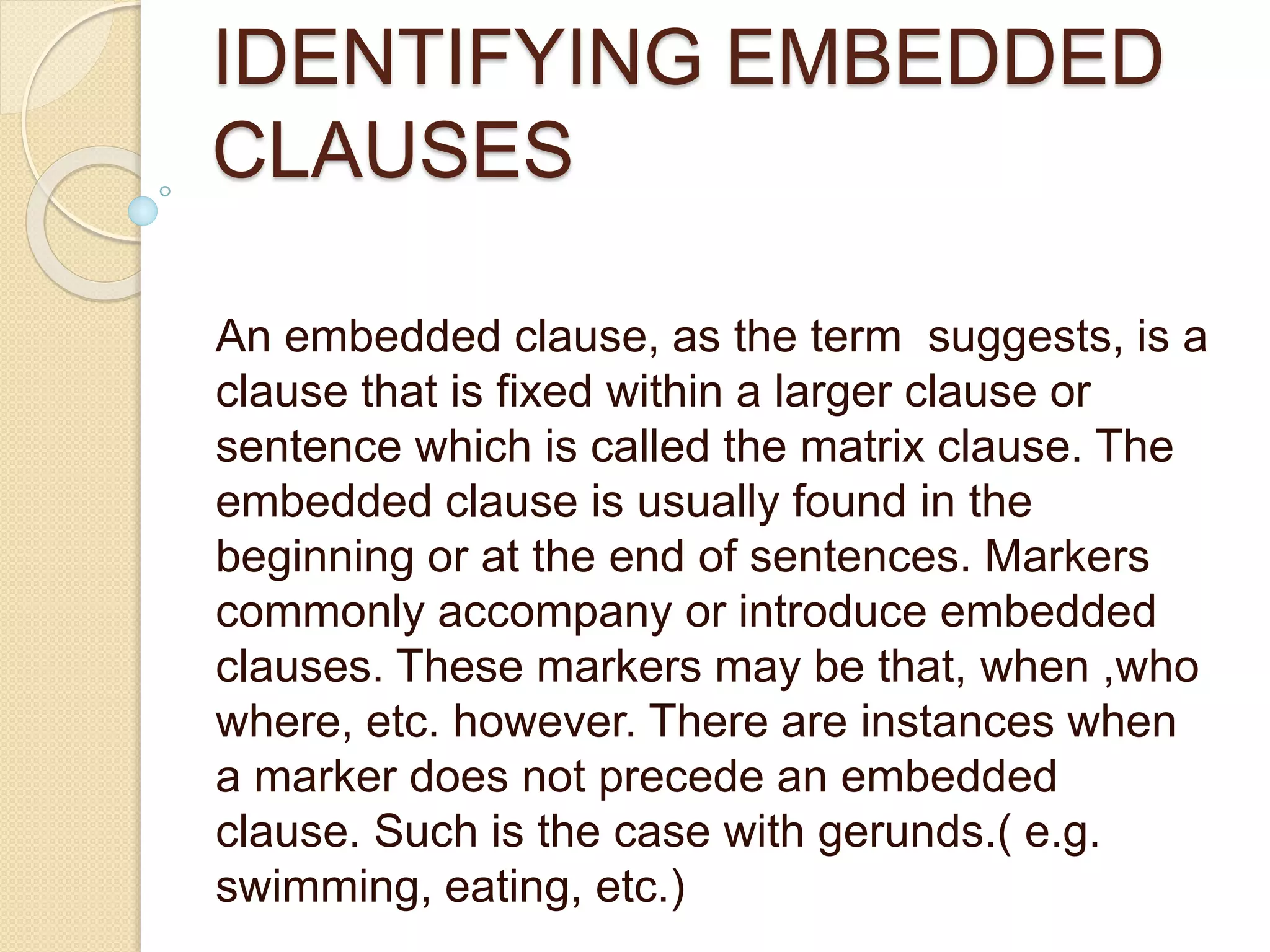 Identifying embedded clauses | PPTX