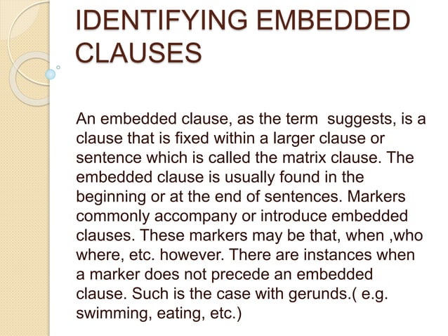 Identifying embedded clauses | PPTX