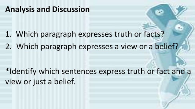 Identifying facts and opinions from a selection | PPTX | Christianity ...