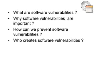 Identifying & fixing the most common software vulnerabilities | PPTX