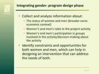 Identifying Gender Dimensions In Your Projects Sept17 2008 | PPT