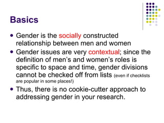 Identifying gender issues in your research | PPT