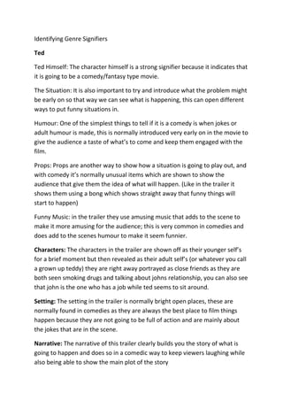 Identifying genre signifiers, characters, setting and narrative | DOCX ...