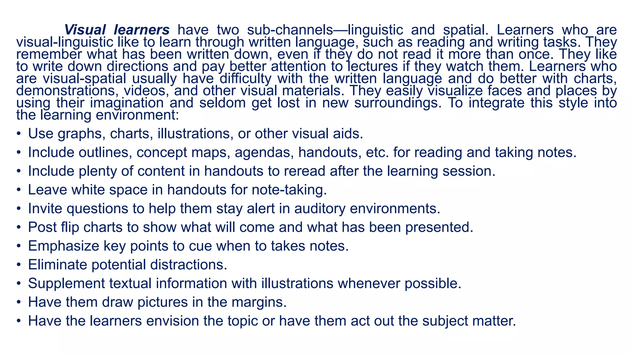 Identifying learners strength and weaknesses (vak model) | PPTX