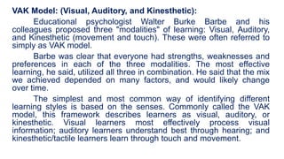 Identifying learners strength and weaknesses (vak model) | PPTX