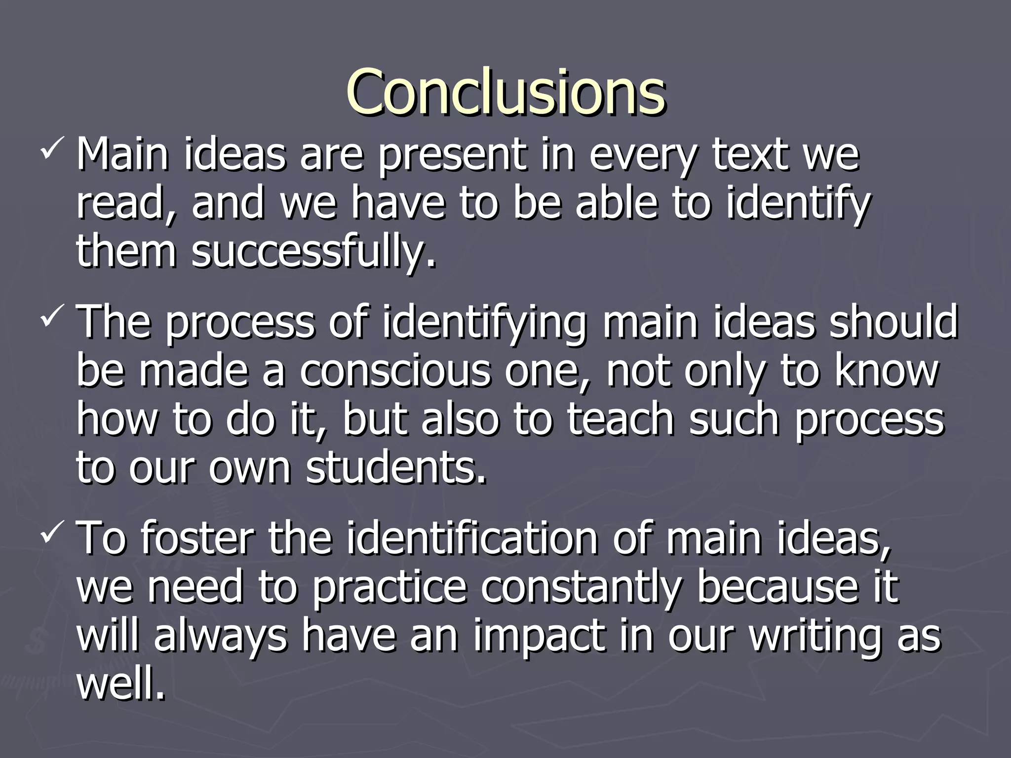 Identifying main ideas | PPT