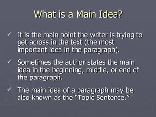 Identifying main ideas | PPT