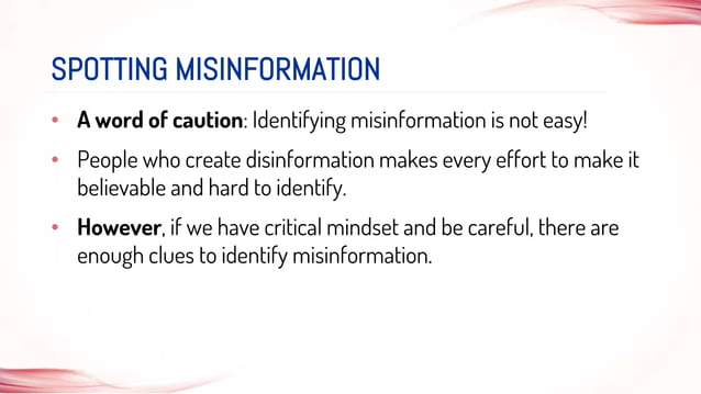 Misinformation: Identifying and Responding | PPTX | Technology & Computing